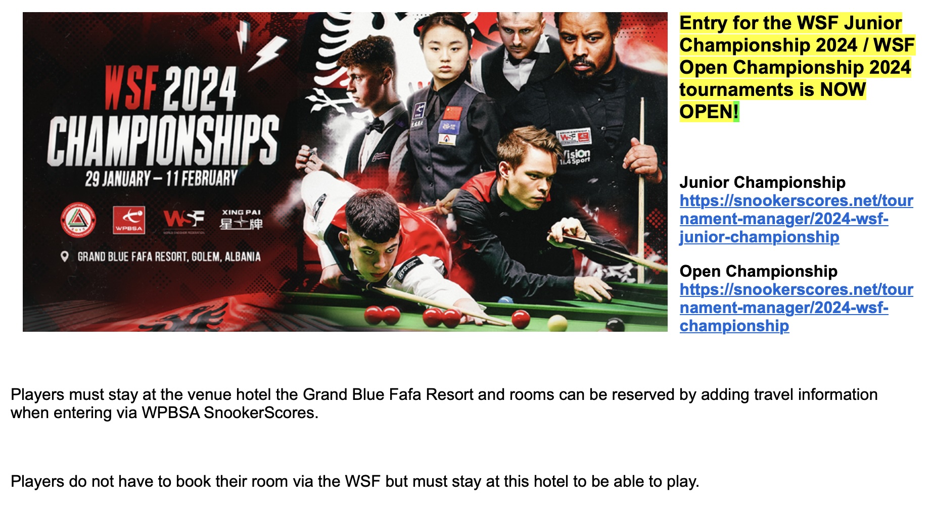 WSF Junior Championship und WSF Championship 2024 – austriansnooker.at